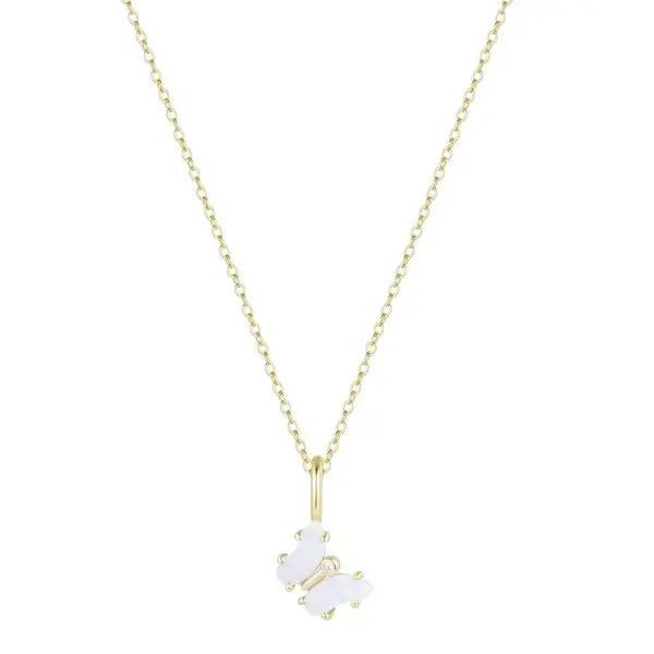 KAMARIA Mini Opal Butterfly Charm Necklace - White