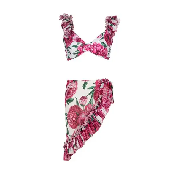 NUR KARAATA Calla Lily Top And Pareo Set - Pink
