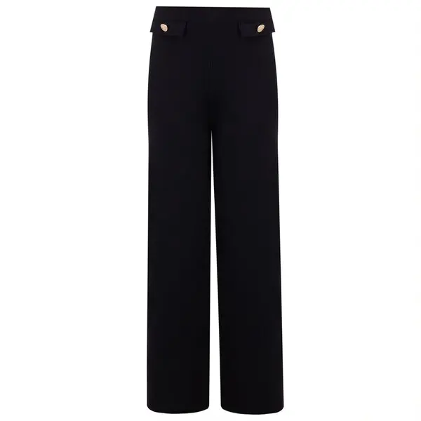 PERALUNA Marlene Trouser Button Detailed Knit Pants - Black