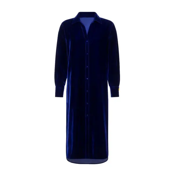 LAHIVE Ginny Silk Velvet Shirt Dress