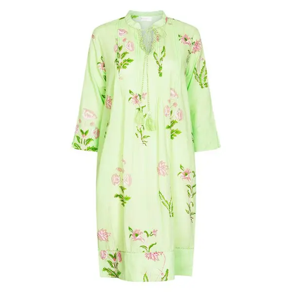 NOLOGO-CHIC Botanical Tassel Kurta In Cotton - Green