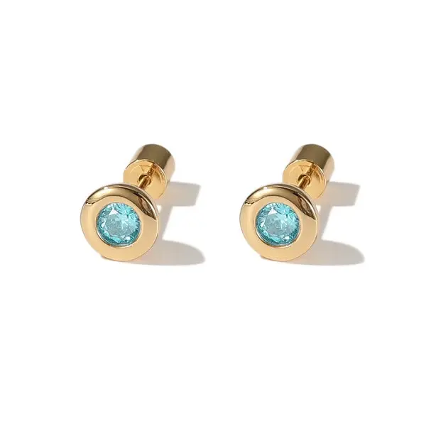 CLASSICHARMS Stud Earrings With Cubic Zirconia And Gold Plated Bezel Setting - Gold/blue