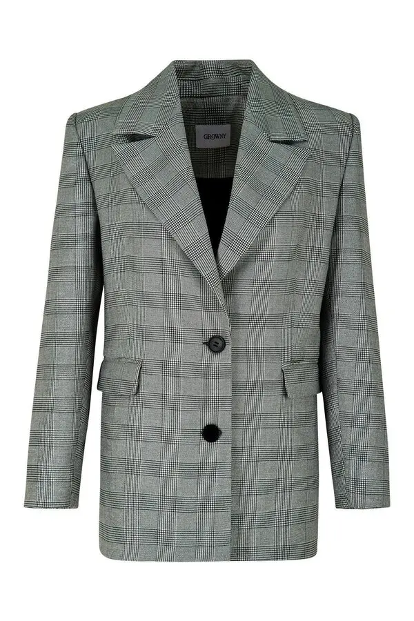 GROWNY Checked Double-breasted Blazer