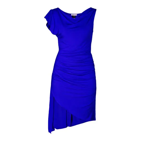 CARLTON JONES Asymmetrical Sleeve Knit Dress - Blue