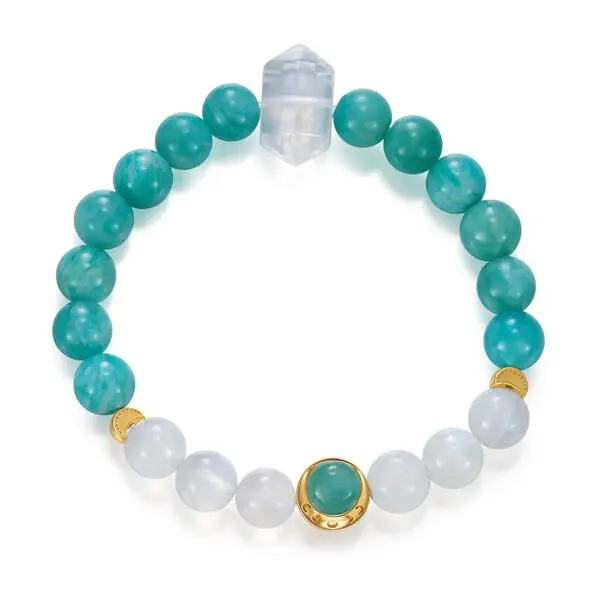 AUROZIA Lunar Phase Amazonite And Moonstone Bracelet - Blue/white