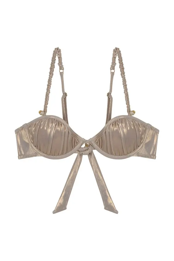 GOD SAVE QUEENS Venus Pearl Bikini Top - Black