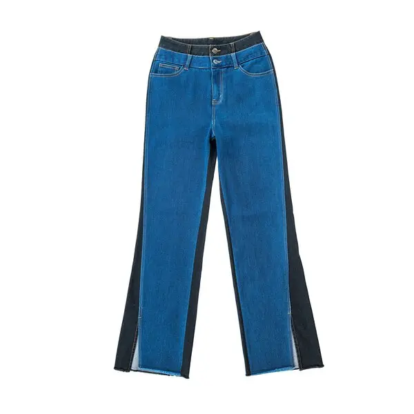 CIRCULAR PATH Loose Denim Wide Leg Pants - Blue/black
