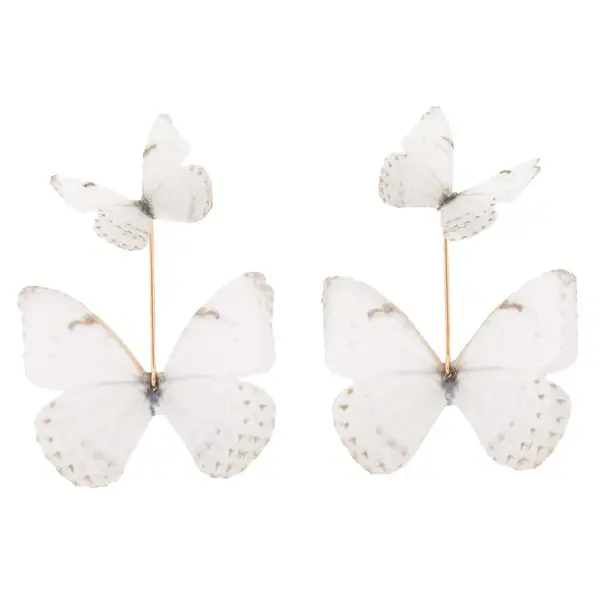 Oana Savu Silk Butterfly Dangle Earrings - White