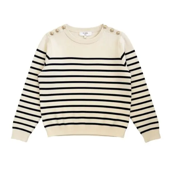 LATELIER LONDON Striped Jumper With Button Detail