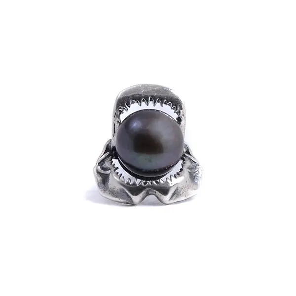 LEE RENEE Shark Jawbone Tie Pin Pearl - Silver