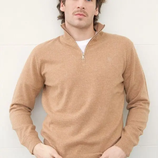 BEL CASHMERE Cashmere Zip-up Sweater - Brown