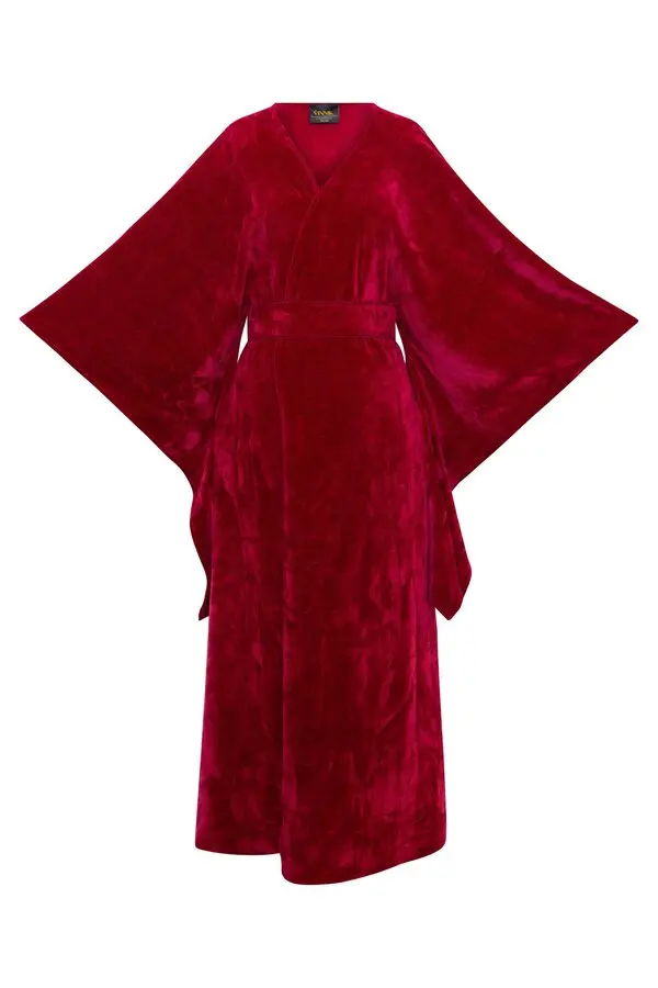 BYVINNIK Bohémienne Chenille Kimono Robe - Red