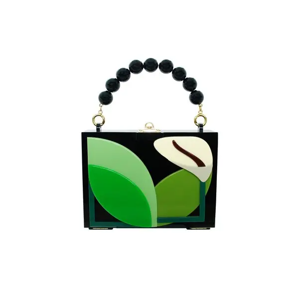 GISSA BICALHO Acrylic Anthurium Clutch - Black