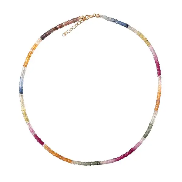 HERSELF COLLECTIONS Rainbow Sapphire Beaded Necklace - Gold