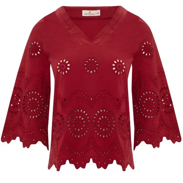 PERALUNA Hiromi V-neck Bell Sleeve Blouse