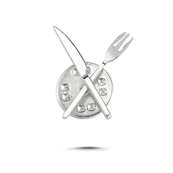 ECCE ARTISAN DIAMONDS 925k Sterling Cutlery Mini Pin - Silver