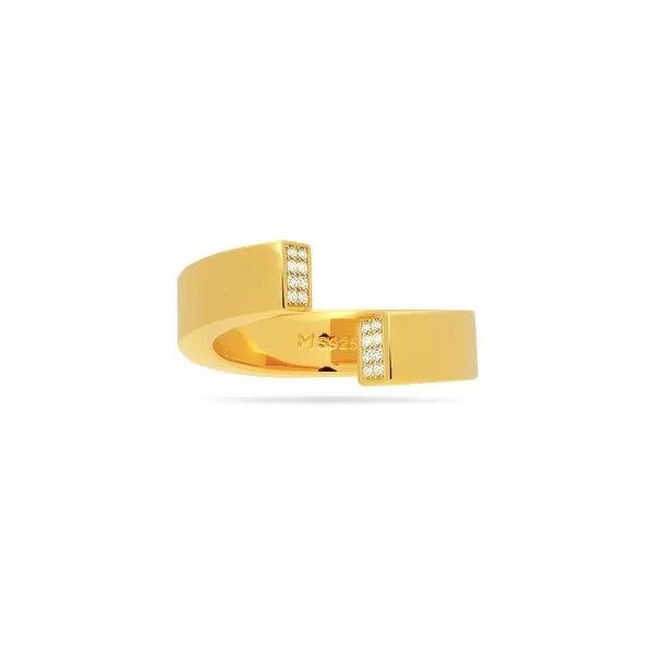 MEULIEN Open Twist Ring With Pavé Cz - Gold