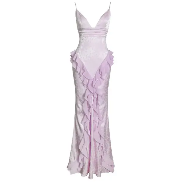 MISS CIRCLE NEW YORK Paolina Taro Floral Jacquard Maxi Dress - Purple