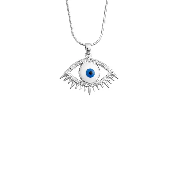 MAISON DE GALA Evil Eye Pendant Necklace - Silver