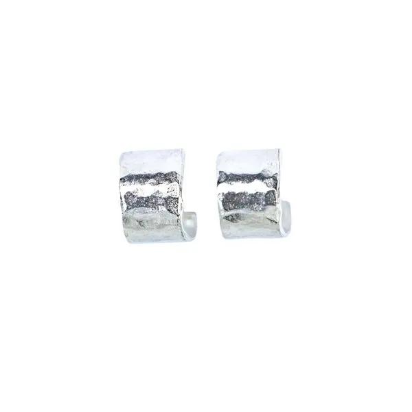 OOLO LONDON Brutalist Circular Huggie Earrings - Silver
