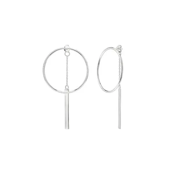 GOLD & HONEY Interchangeable Circle Drop Earrings - Silver