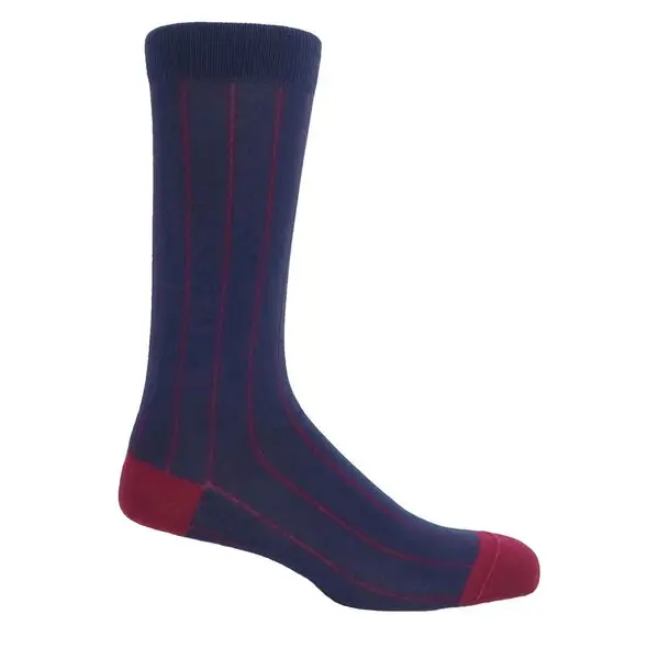 PEPER HAROW - MADE IN ENGLAND Pin Stripe Dress Socks - Blue