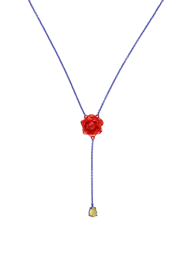 LAVANI JEWELS Rose Batou Necklace - Blue/orange