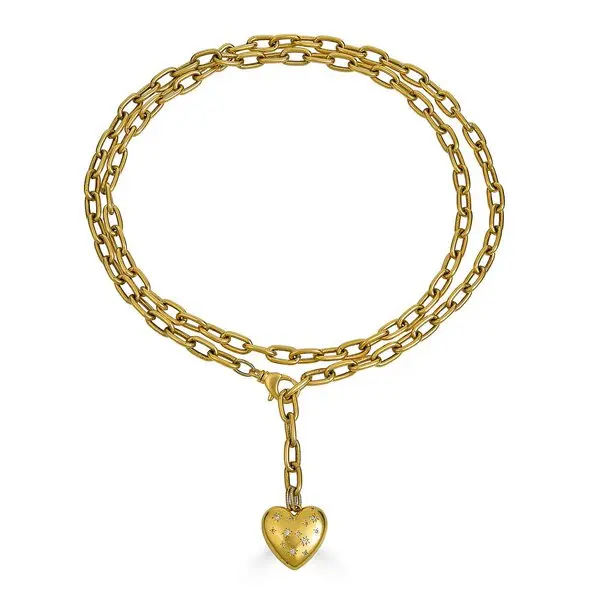 LONI PAUL JEWELRY Long Heart Necklace - Gold