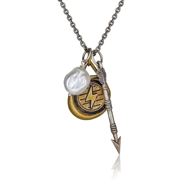 CARTOGRAPHY Sterling Silver And Brass Lightning And Arrow Necklace With Pearl - Gold/white/silver