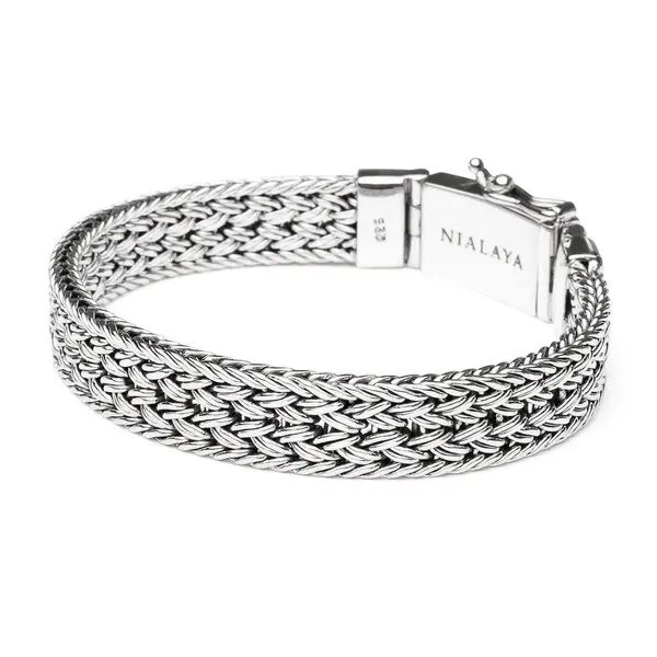 NIALAYA JEWELRY Braided Chain Bracelet - Silver