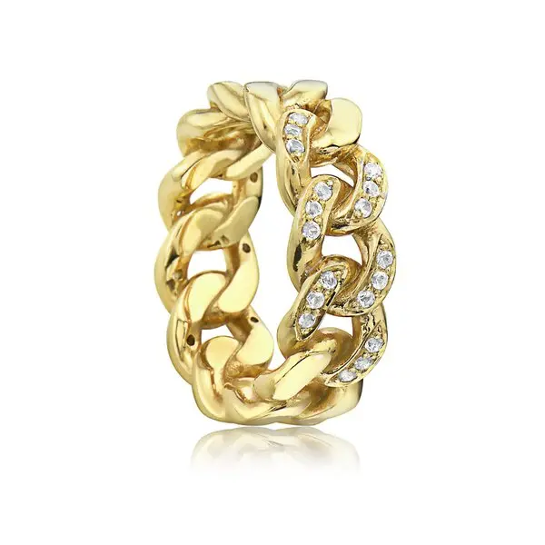PREETI SANDHU Gigi Curb-chain Link Ring With White Sapphires - Gold