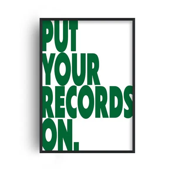 FANCLUB Put Your Records On Retro Music Giclée Art Print - Green