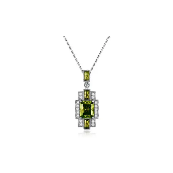 RETRO CHIC Silver Hope Corner Necklace - Silver/green