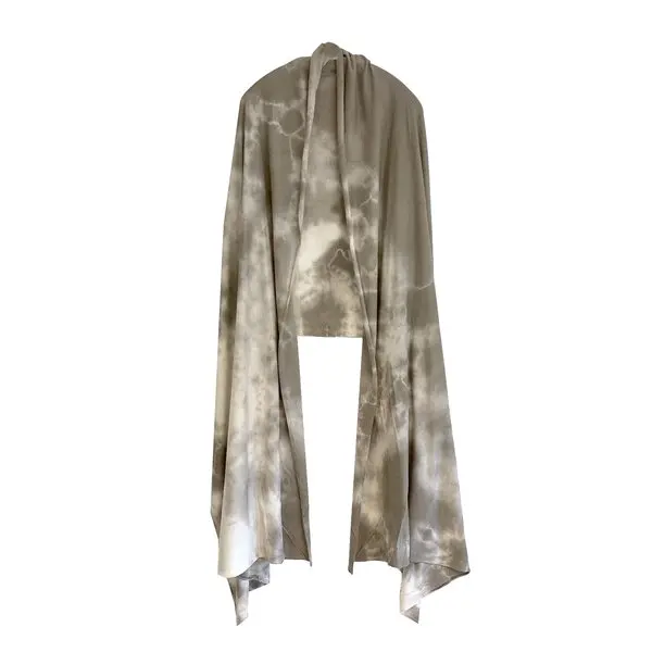 ZENZEE Neutrals / Silk Cashmere Wrap Mocha 'storm' Tie Dye - Brown