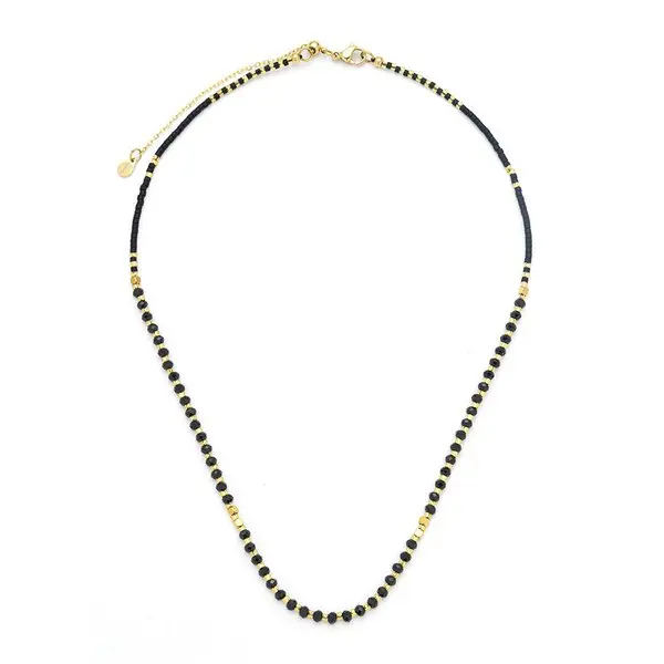 KAMARIA Lumira Mini Gemstone And Miyuki Beaded Necklace - Black