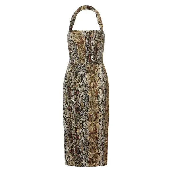 LAHIVE Aliza Python Halter Dress - Yellow