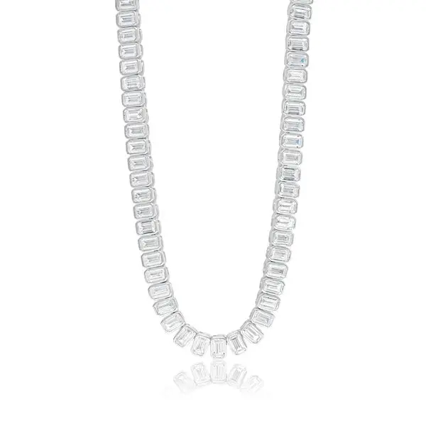 SHYMI Emerald Bezel-set Tennis Necklace - Silver