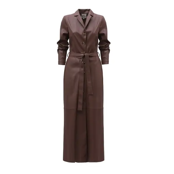 JULIA ALLERT Long Button-up Vegan Leather Trench
