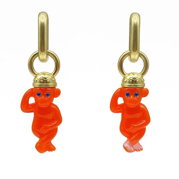 MICHAEL NASH JEWELRY Monkey Drop Earrings - Orange