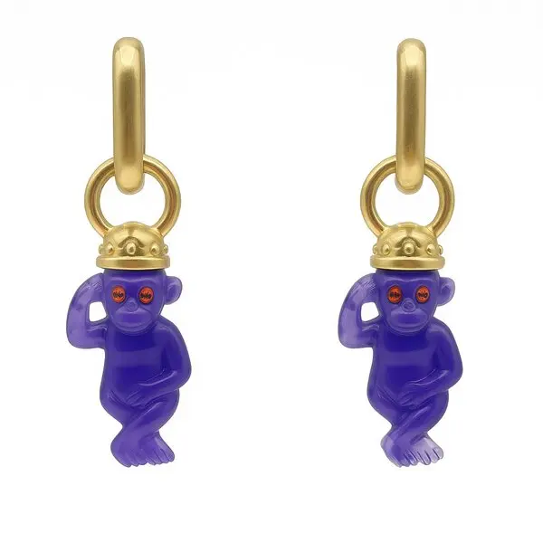 MICHAEL NASH JEWELRY Monkey Drop Earrings - Purple