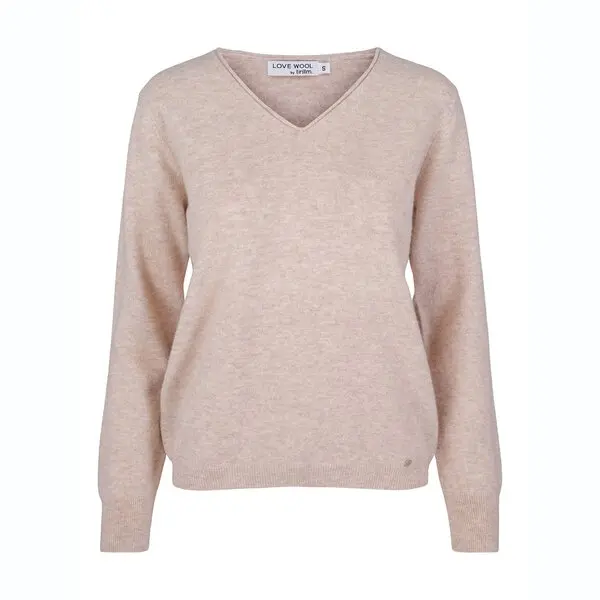 TIRILLM Cilla V-neck Merino Wool Pullover - Beige