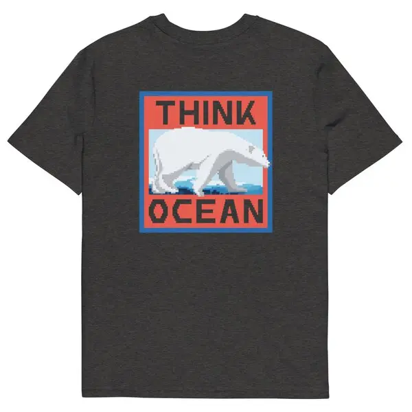 ANCHOR & CREW Think Ocean Polar Bear Pixel Art Organic Cotton T-shirt - Black