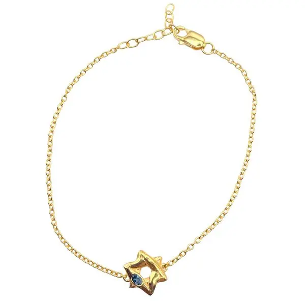 AMY DELSON JEWELRY Gold Vermeil Star Of David Bracelet With London Blue Topaz - Gold/blue