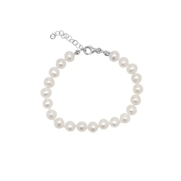 SPERO LONDON Natural Freshwater Pearl Strand Bracelet - White/silver