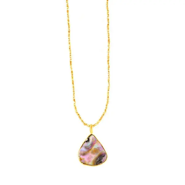 OPIUM JEWELS Gold Vermeil Paua Shell Pendant Necklace - Gold/yellow