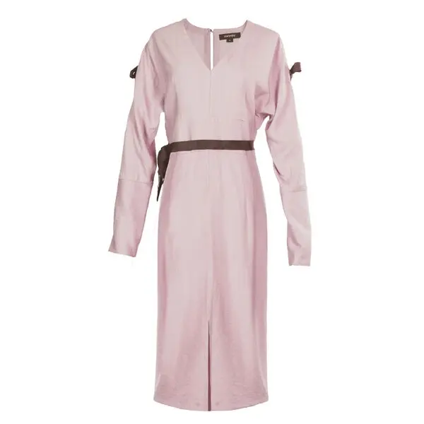 SMART AND JOY Cold Shoulder V-neck Dress - Pink