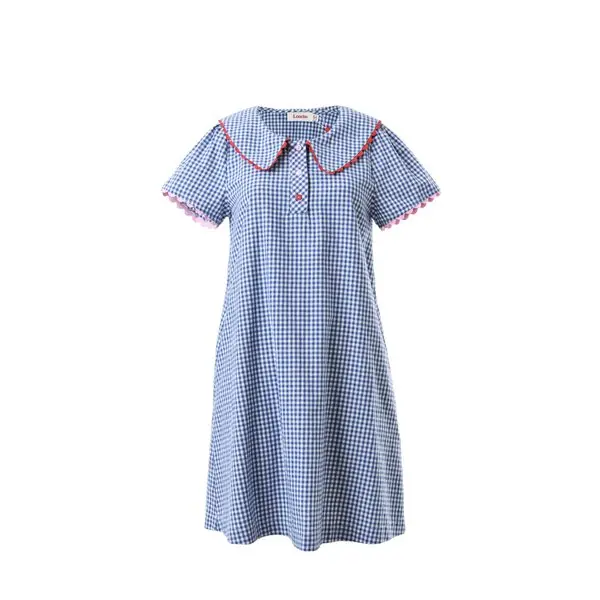 LOUCHE Gingham Mini Dress With Ric Rac Trim