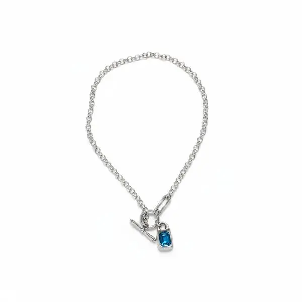 BY VIRGO Silver Plated Aureon Necklace - Silver/blue