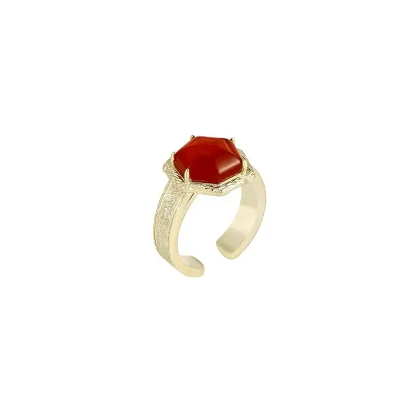 RETRO CHIC Flame Collection Agate Tiger Ring - Gold/red