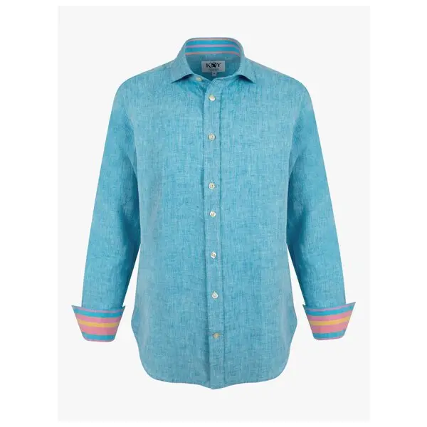 KOY CLOTHING Turquoise Linen Shirt - Blue